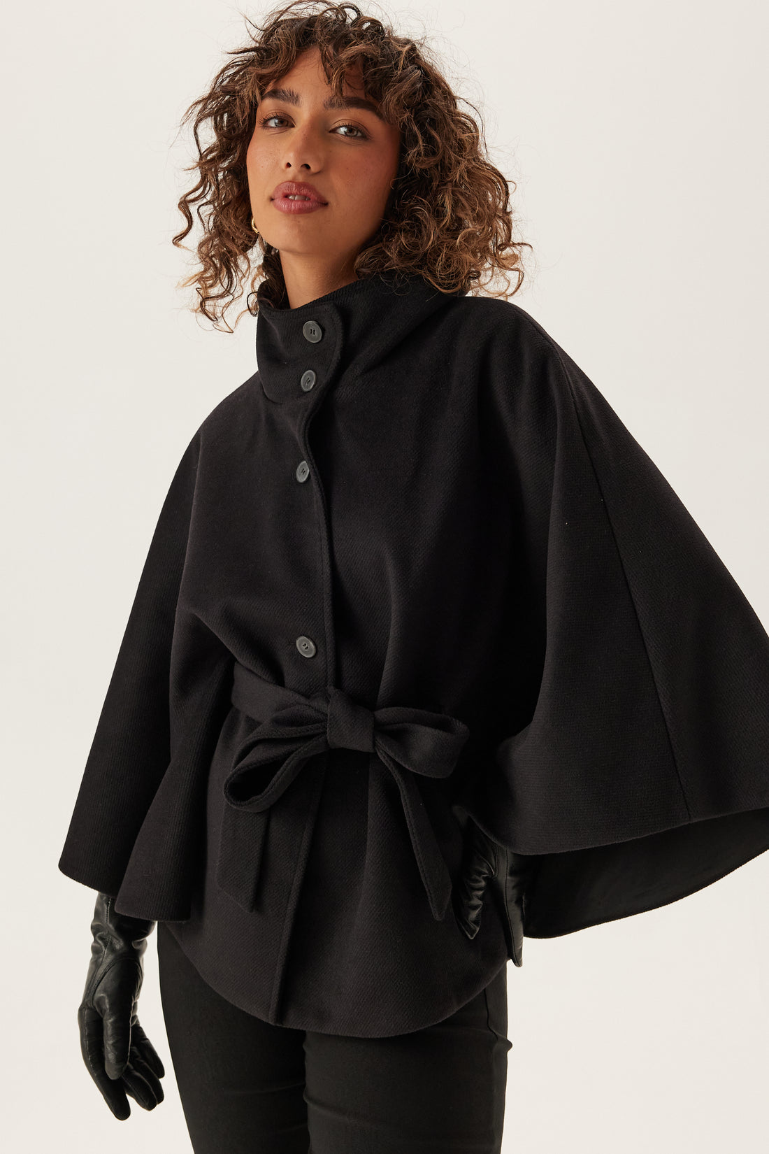 Bubbleroom - BUBBLEROOM - High Collar Cape Black