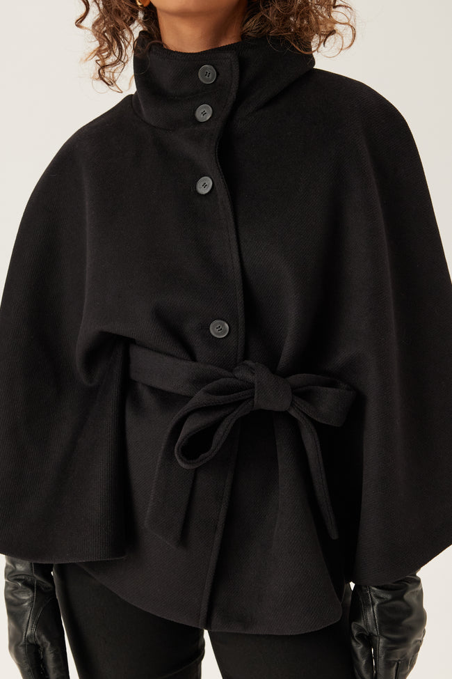 Bubbleroom - BUBBLEROOM - High Collar Cape Black