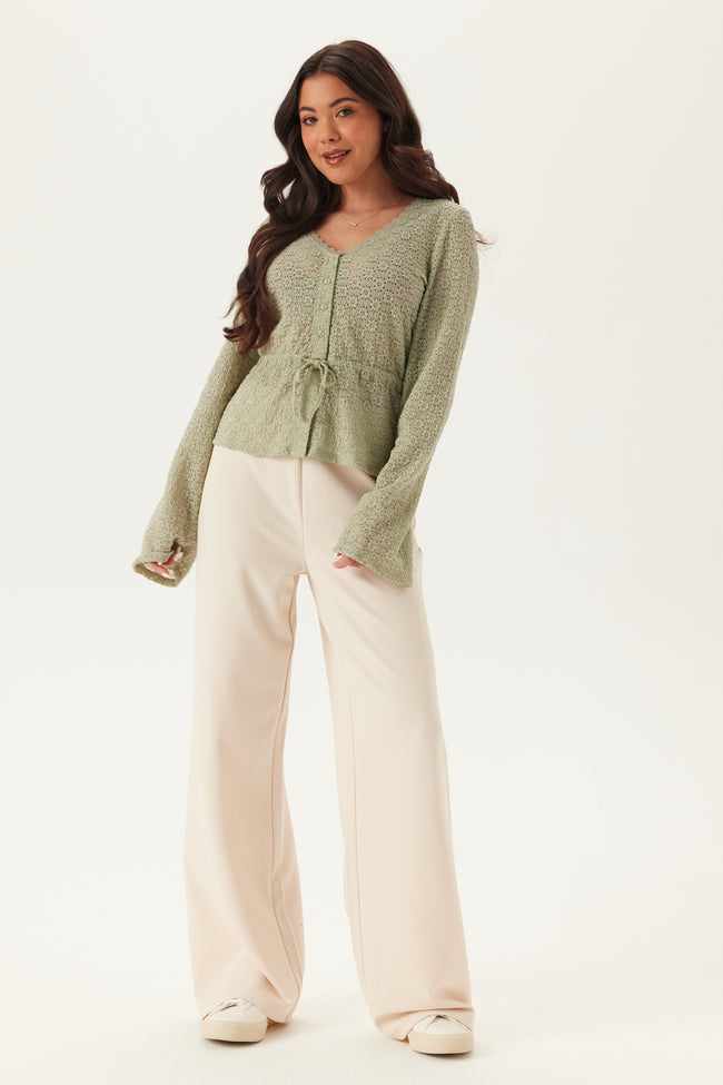 Happy holly - Happy Holly - Peplum Lace Cardigan Dusty green